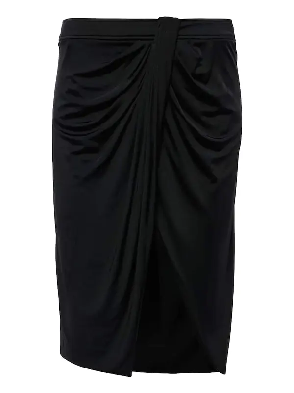 TOM FORD Draped Jersey Midi Skirt - Black