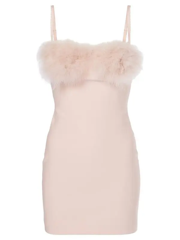 Blumarine Feather-trimmed Minidress - Silver