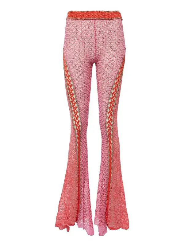 ROBERTA EINER Open-knit Flare Trousers - Red