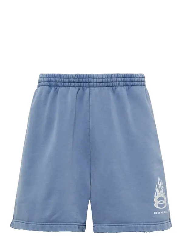 Balenciaga Political Campaign Cotton Fleece Shorts - Blue