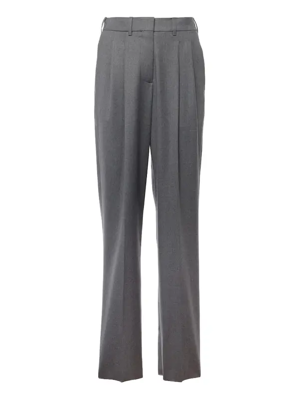 Stella McCartney Wool Flannel Straight Trousers - Grey