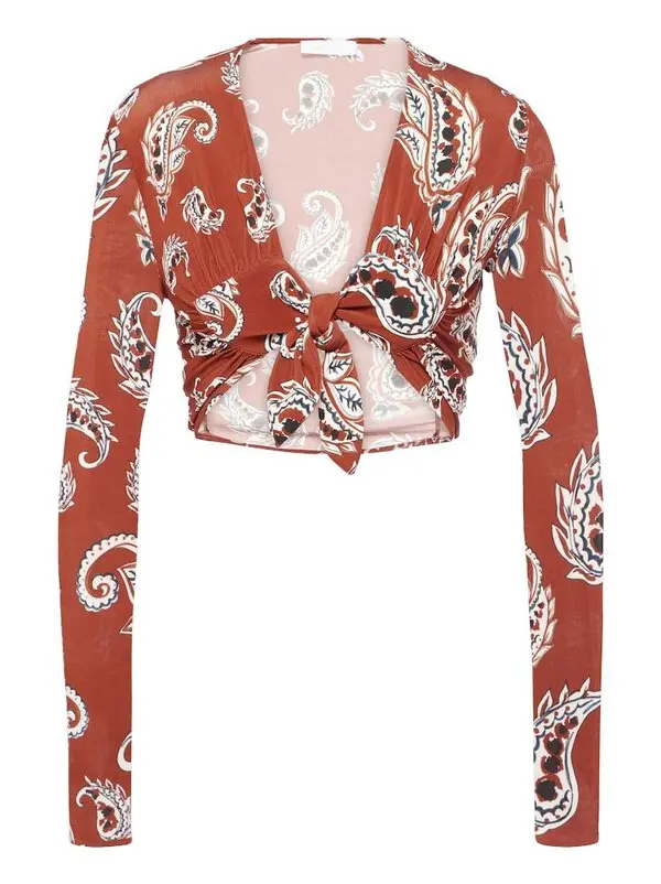 Rabanne Paisley Crop Top - Red
