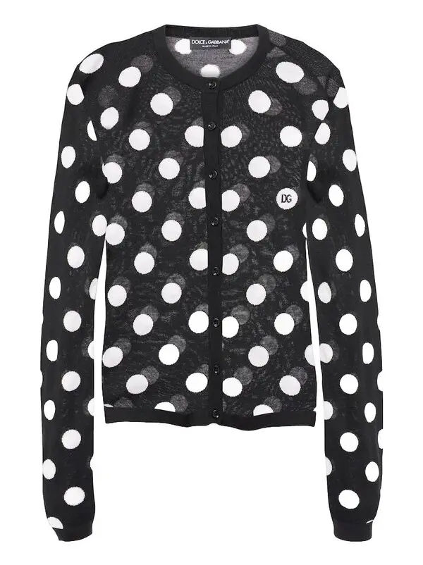 Dolce & Gabbana Polka-dot Wool & Silk Cardigan - Black