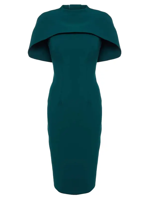 Safiyaa Kalika Caped Midi Dress - Green