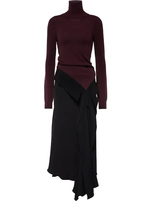 Victoria Beckham Tie-detail Wool Midi Dress - Black