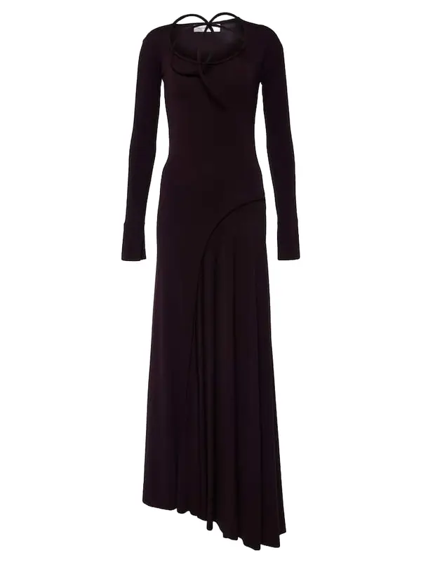 Victoria Beckham Asymmetric Jersey Gown - Purple