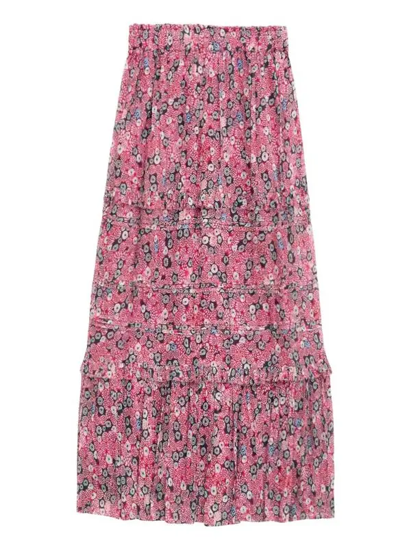 ETOILE Diya Printed Cotton Voile Maxi Skirt - Raspberry-black