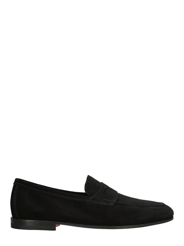 Santoni Suede Penny Loafers - Black