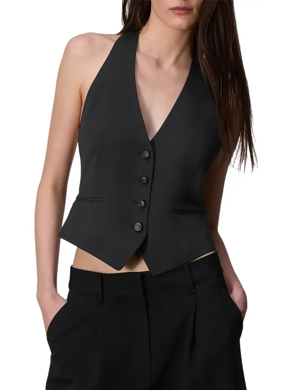 Rag & Bone Ethel Crepe Halter Vest - Black