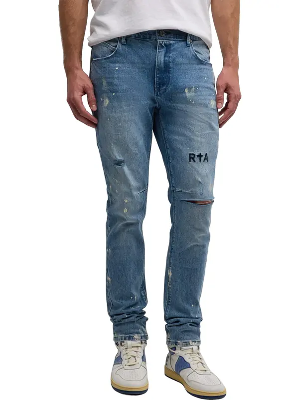 RtA Clayton Distressed Skinny Jeans - Medium Blue