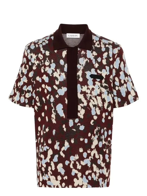 LANVIN Patterned-jacquard Cotton Polo Shirt - Red