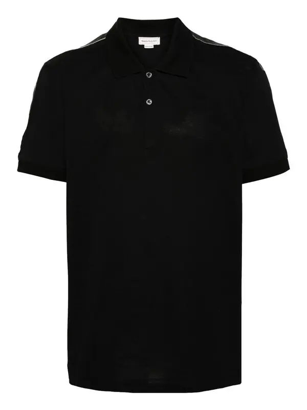 Alexander McQueen Logo-tape Cotton Polo Shirt - Black