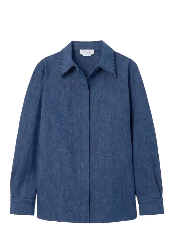 Gabriela Hearst Cruz Cotton And Linen-blend Chambray Shirt - Blue