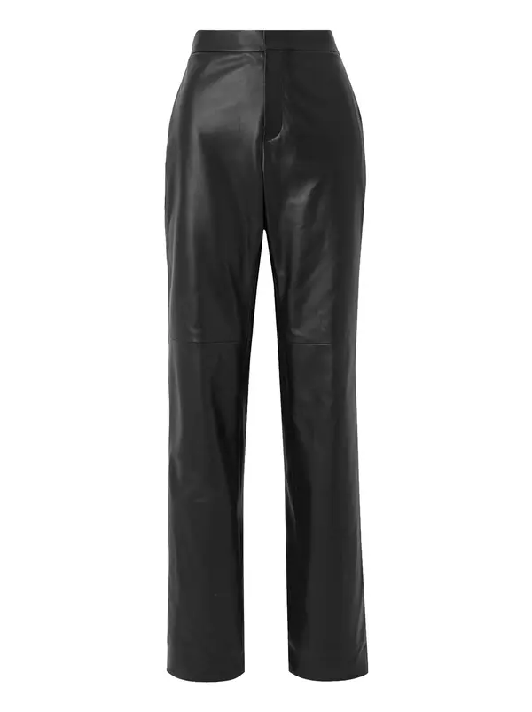 Ralph Lauren Karly Paneled Straight-leg Leather Pants - Black