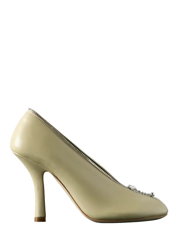 Burberry Zip-embellished Leather Pumps - Neutrals