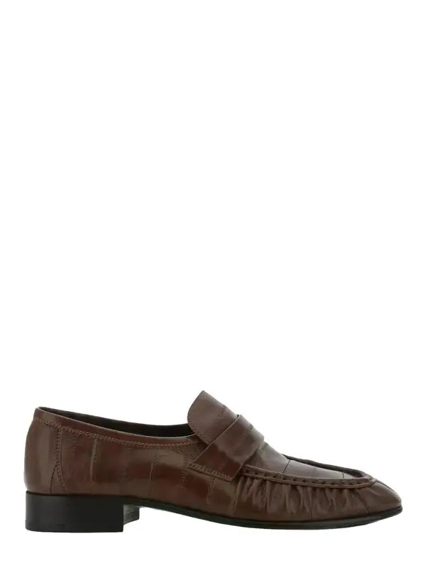 THE ROW Textured Leather Loafers - Brown