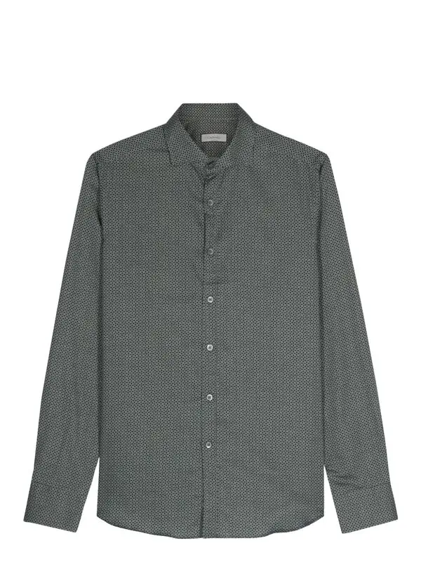 Canali Geometric-pattern Cotton Shirt - Green