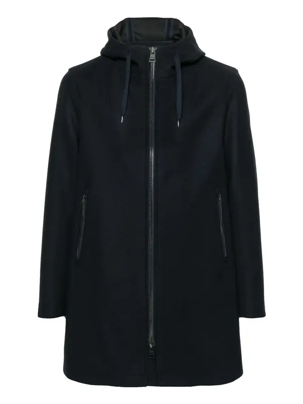 Herno Logo-plaque Hooded Coat - Blue