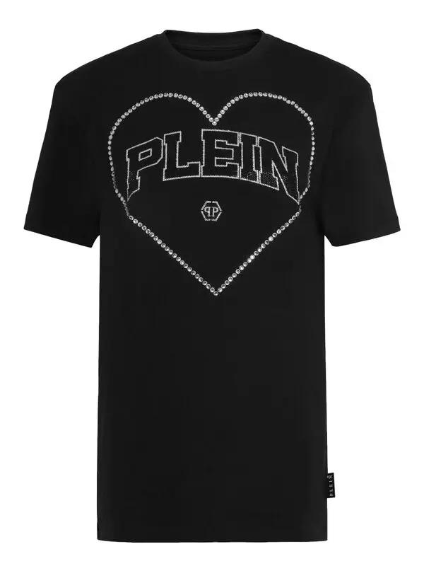 Philipp Plein Heart Motif Cotton T-shirt - Black