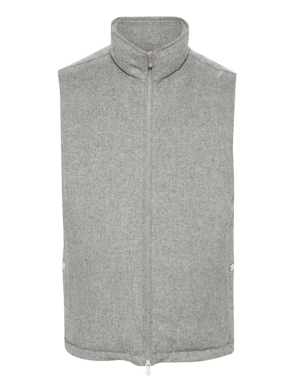 Brunello Cucinelli High-neck Wool Gilet - Grey
