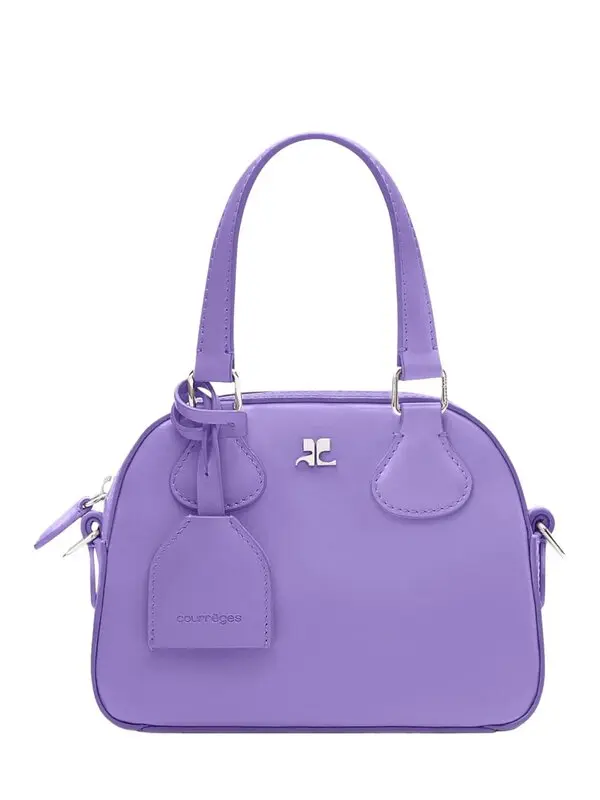 COURREGES Logo Leather Mini Bowling Bag - Purple