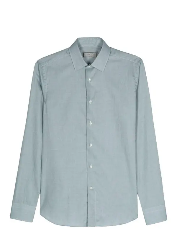 Canali Check-print Cotton Shirt - Green