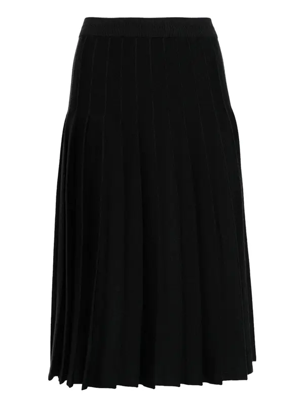 Thom Browne Pleated Knitted Midi Skirt - Black