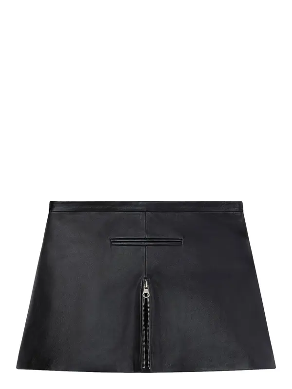 COURREGES Zip-detail Leather Miniskirt - Black