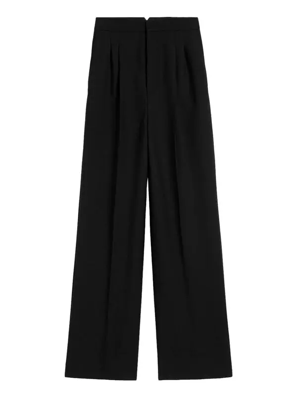 Ami Wide-leg Wool Trousers - Black