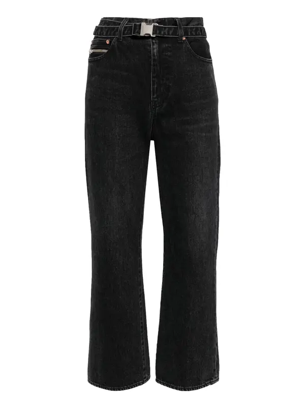 Sacai Straight-leg Cropped Jeans - Black