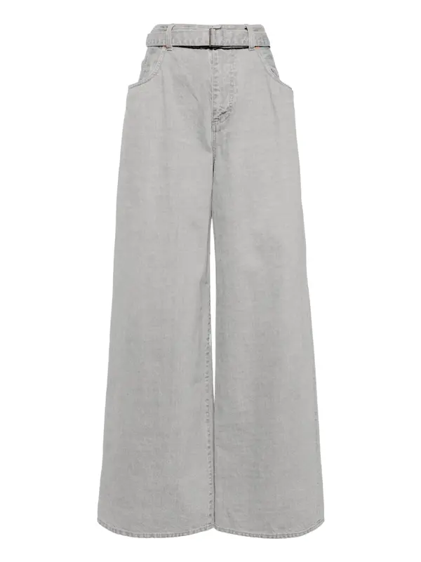 Sacai Wide-leg Belted Jeans - Grey