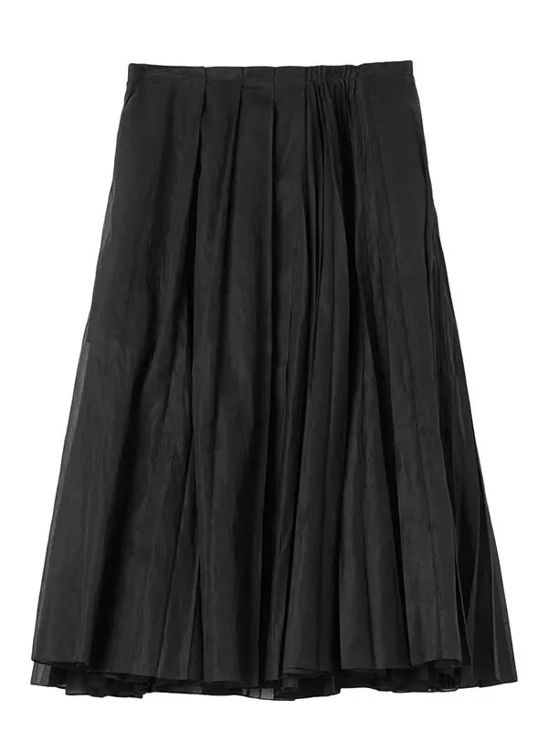 JIL SANDER A-line Pleated Midi Skirt - Black