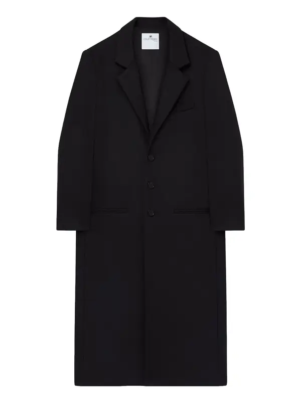 COURREGES Tailored Long Wool Blend Coat - Black