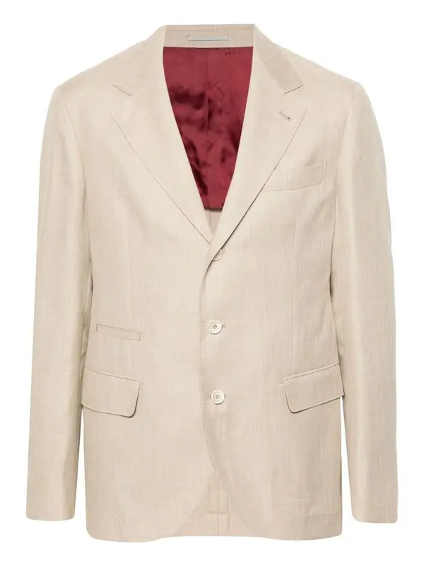 Brunello Cucinelli Mélange-effect Single-breasted Blazer - Neutrals