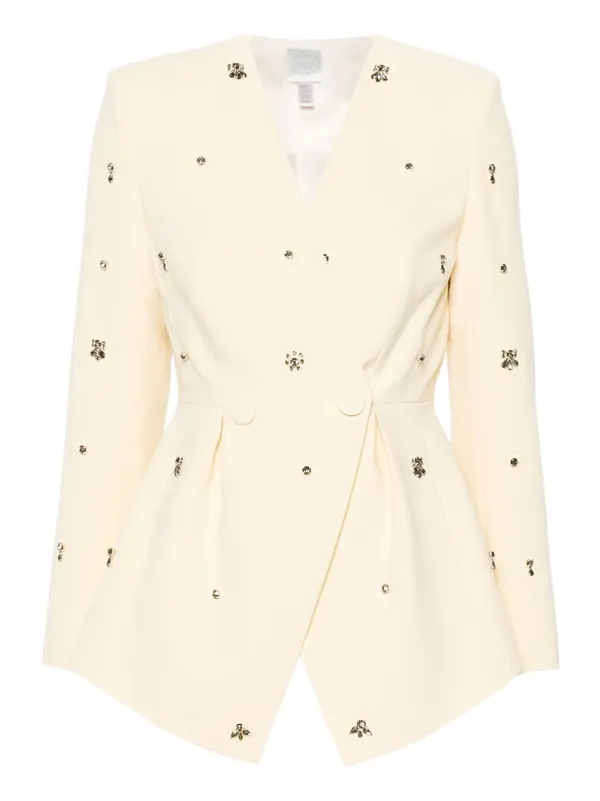 Huishan Zhang Milo Crystal-embellished Crepe Blazer - Yellow