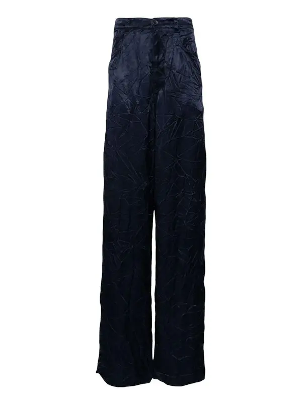 Balenciaga Crinkled-finish Wide-leg Trousers - Blue