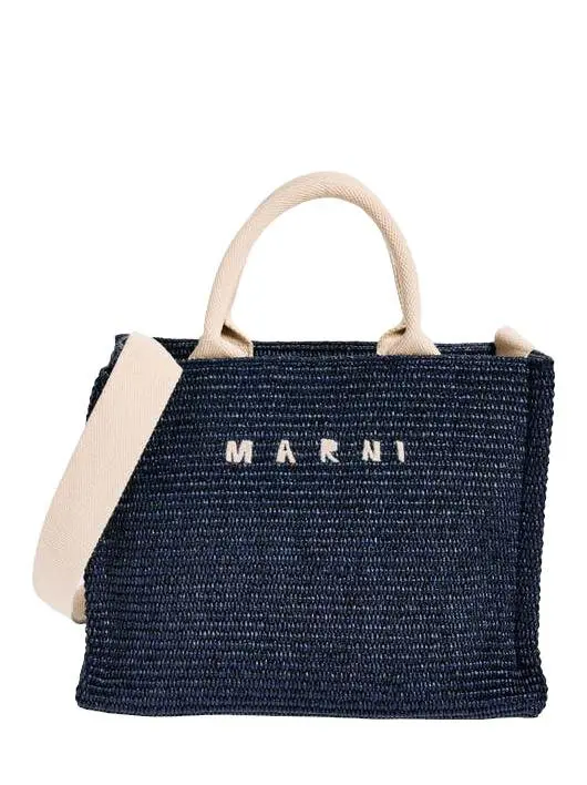 Marni Small Woven Tote Bag - Navy/blue