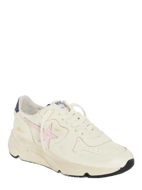 GOLDEN GOOSE Running Sole Leather Sneaker - White/pink
