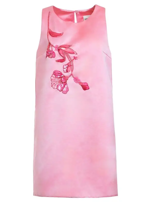 DES_PHEMMES Beaded Satin Mini Dress - Pink