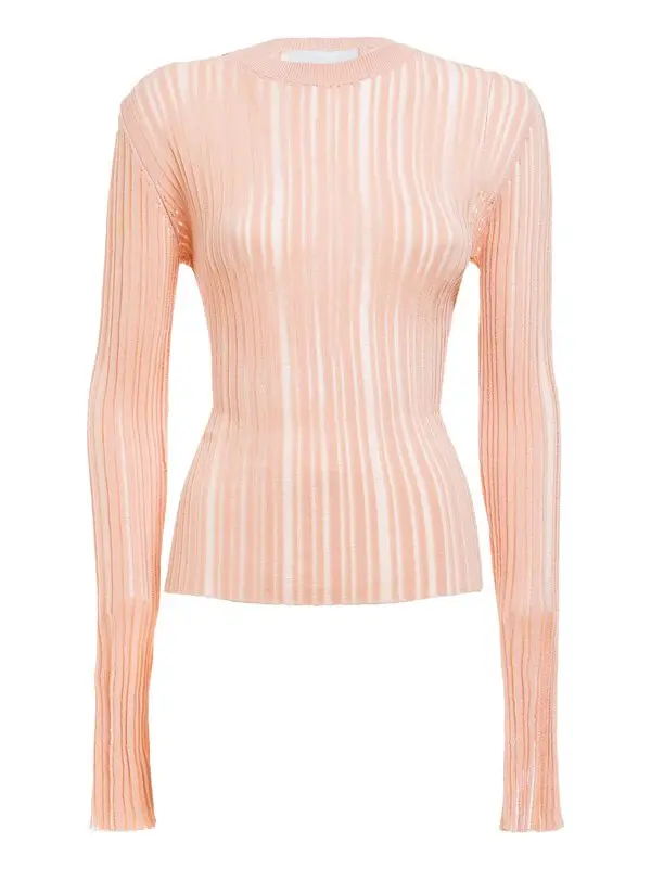 DES_PHEMMES Open-back Ribbed-knit Top - Tan