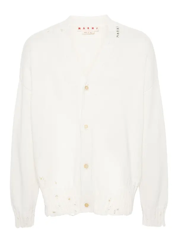 Marni V-neck Cotton Cardigan - White