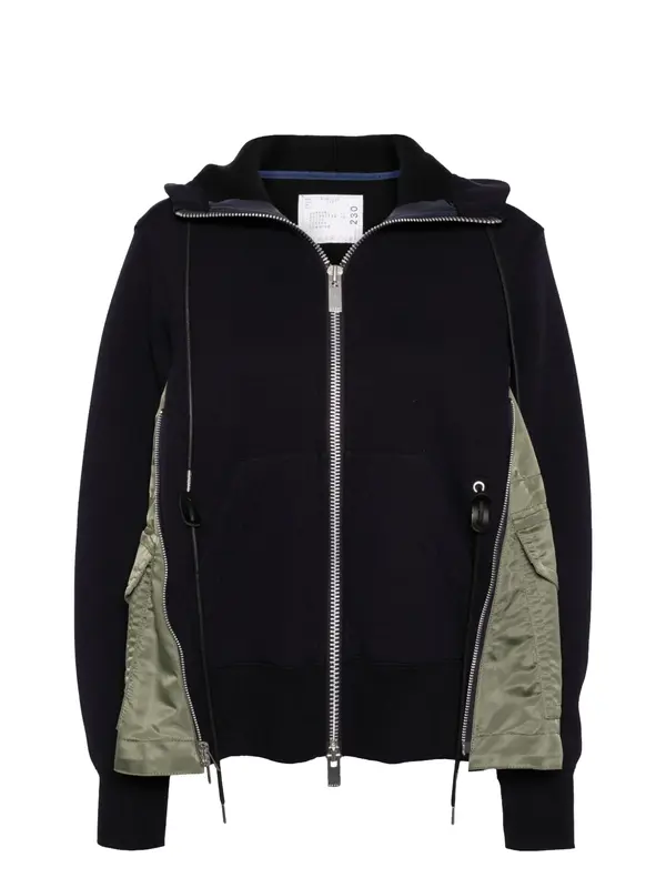 Sacai Sponge Sweat Zip-up Hoodie - Blue