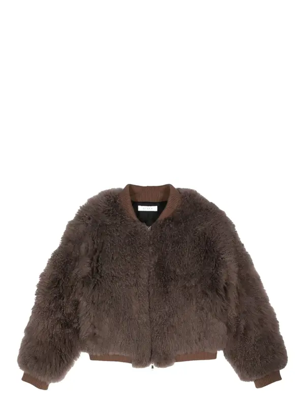 LISKA Fur-design Cashmere Bomber Jacket - Brown