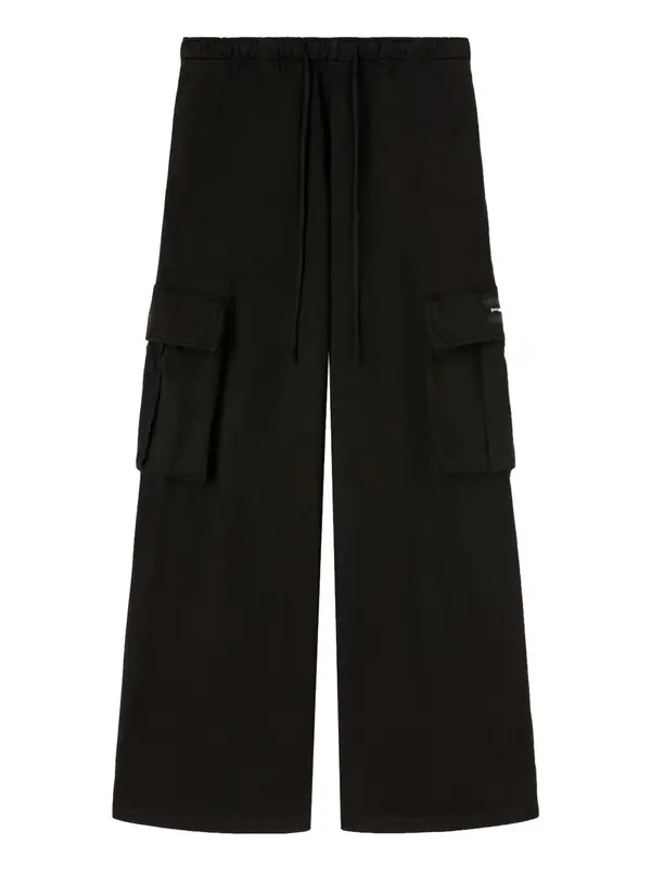Palm Angels Wide-leg Jersey Cargo Pants - Black