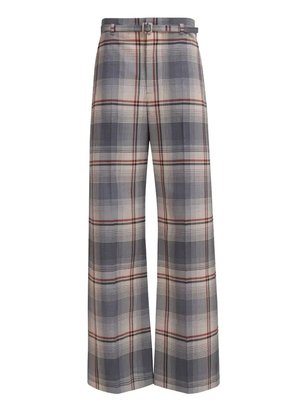 Marni Check-print Wide Leg Trousers - Blue
