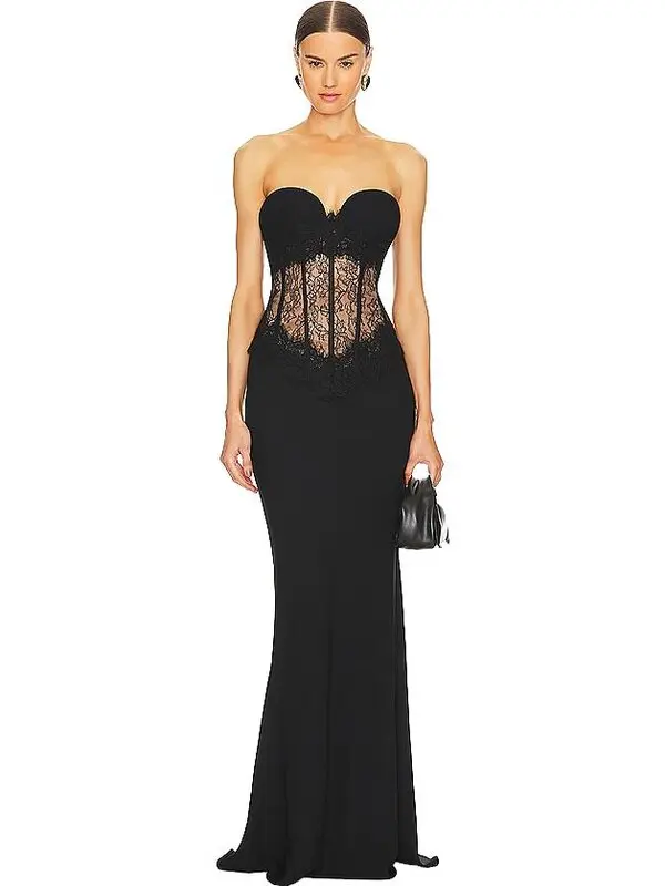 RASARIO Corset Gown - Black