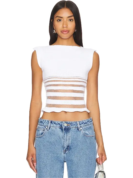 GEORGE TROCHOPOULOS Half Stripe Top - White