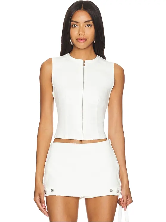 SEROYA Ally Denim Vest - White