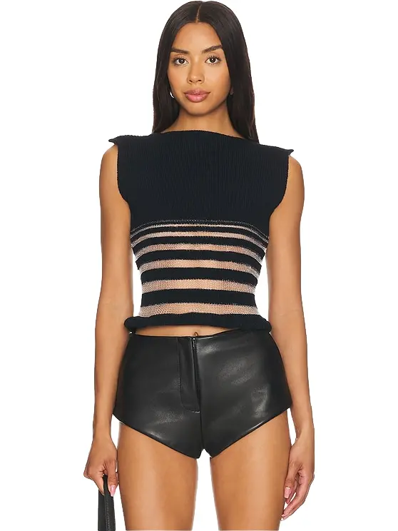 GEORGE TROCHOPOULOS Half Stripe Top - Black
