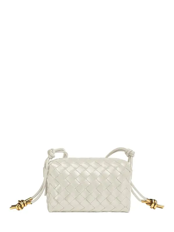 BOTTEGA  VENETA Mini Intrecciato Leather Cross-body Bag With Metal Knots - Bone